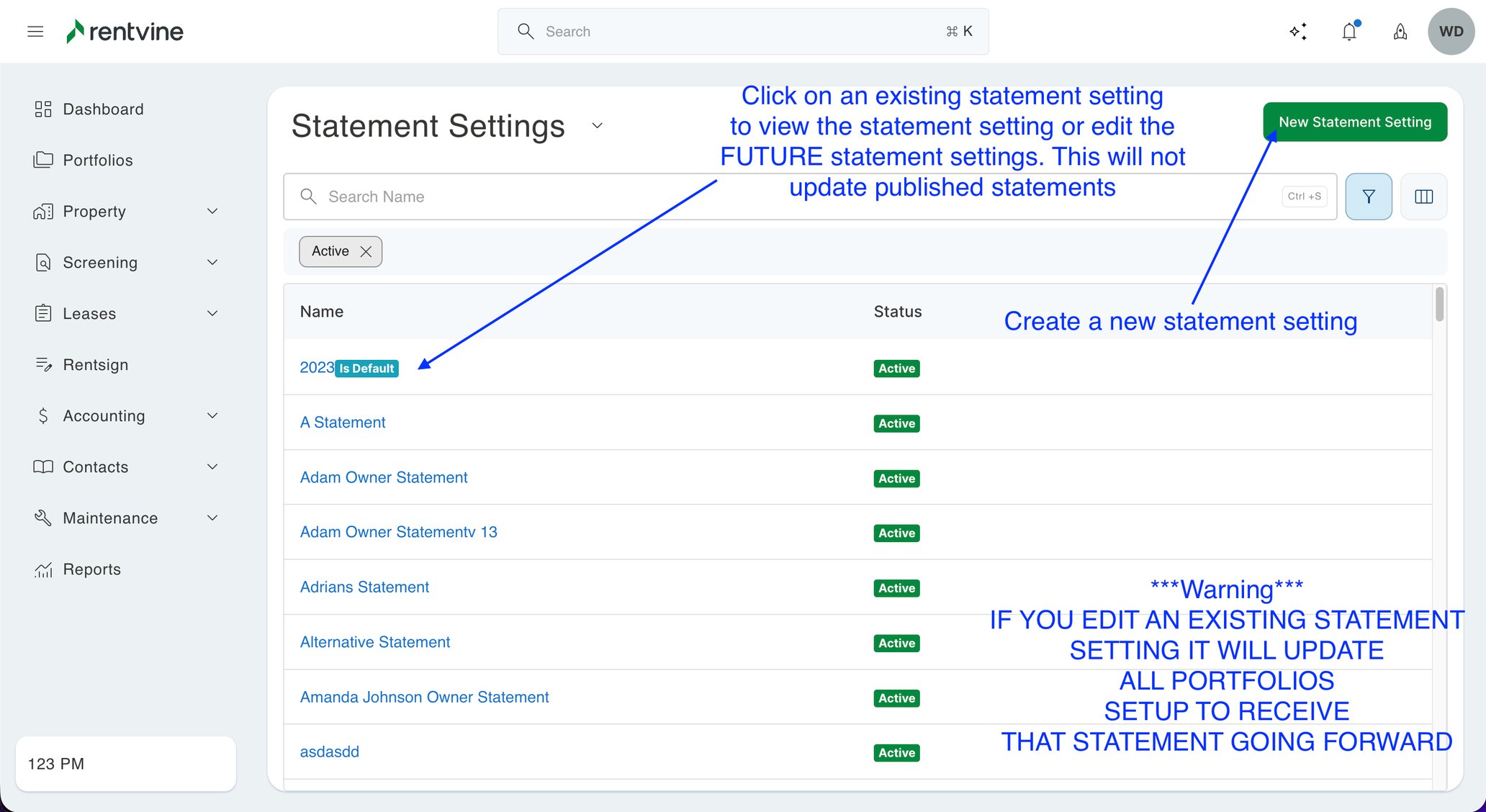 How to Create or Edit an Owner Statement Setting and Add Reports to the ...