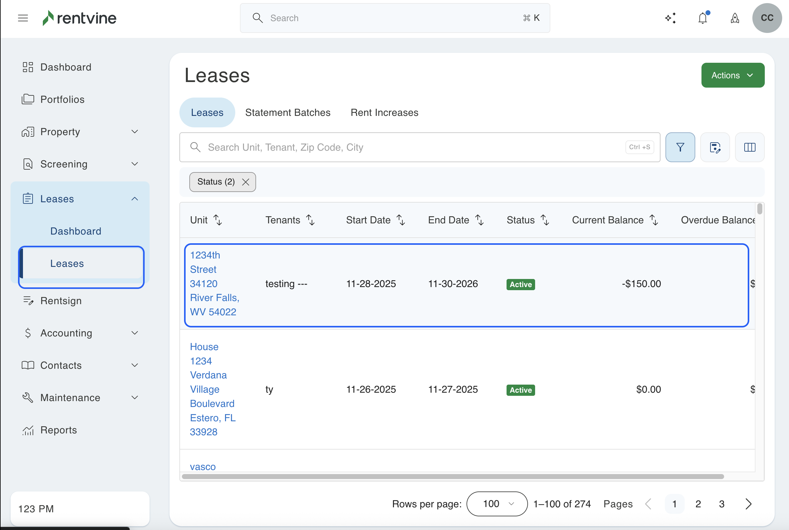 How to Print the Details of a Lease