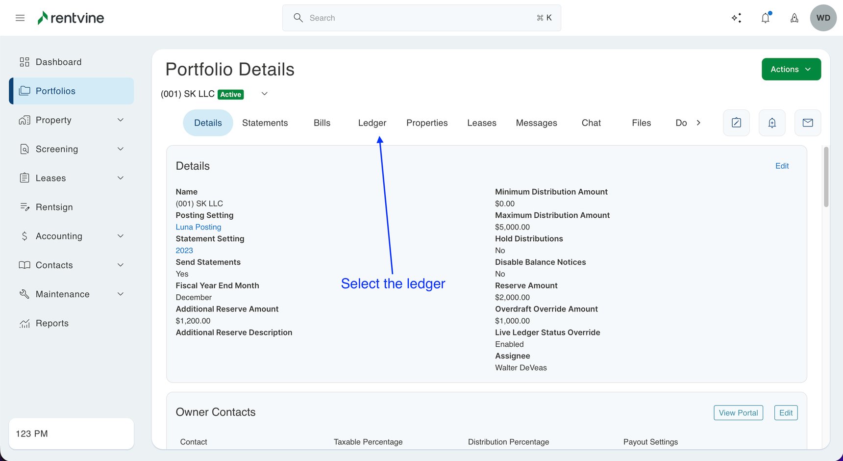 How to View a Portfolio Ledger