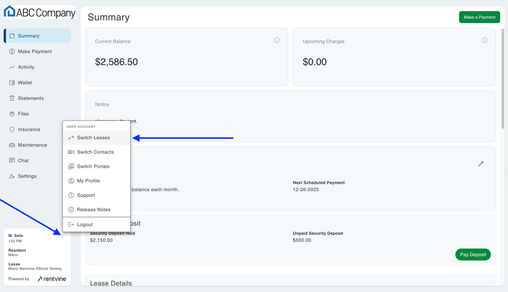 How To Switch Leases from Tenant Portal