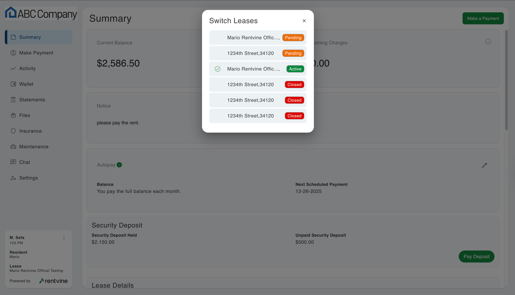 How To Switch Leases from Tenant Portal