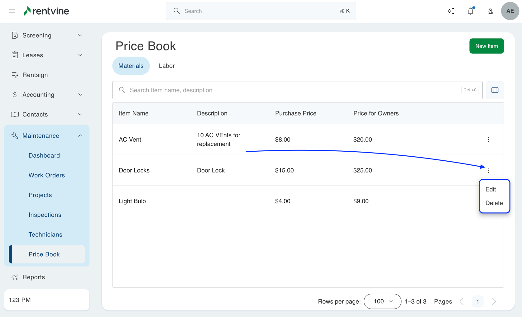 Creating Labor and Materials for Internal Maintenance