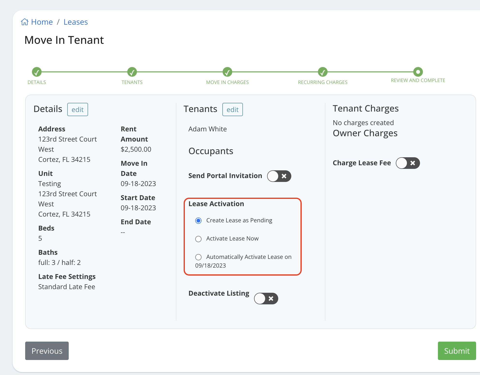 How to Edit the Default Lease Activation Status